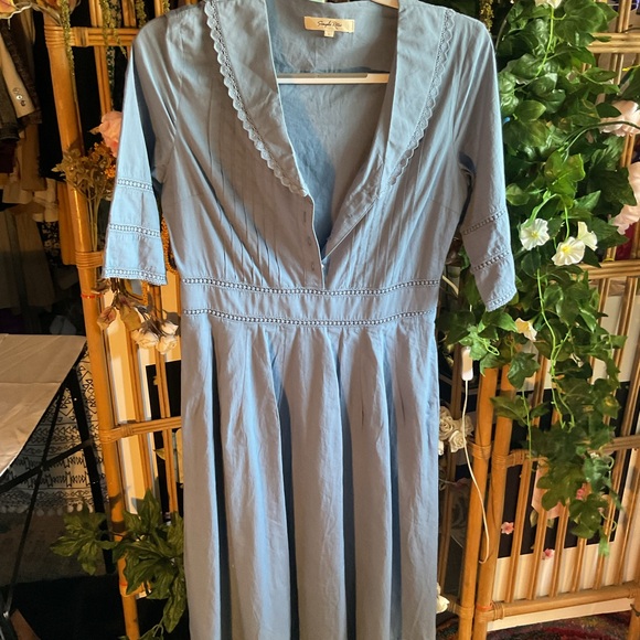 Simple Retro | Dresses | Blue Pleated Wrap Midi Sundress | Poshmark